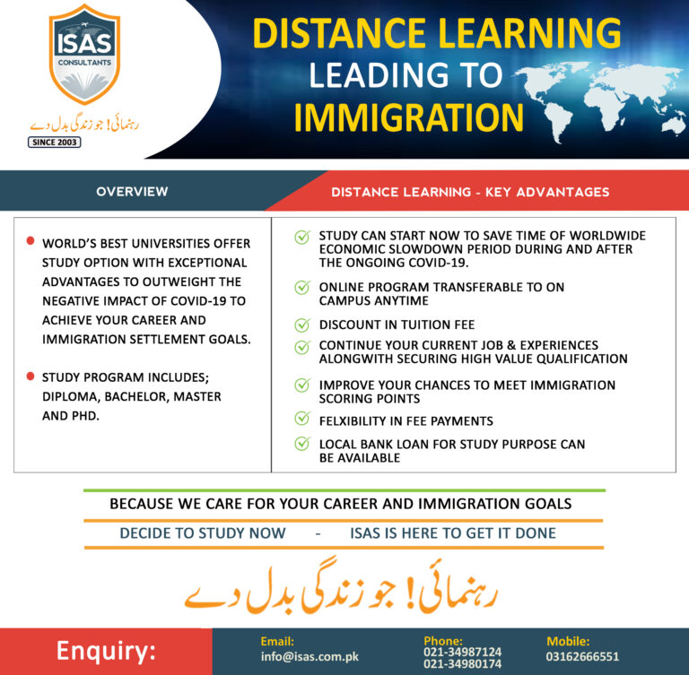 Distance Learning Programs Leading to Immigration | ISAS Consultants